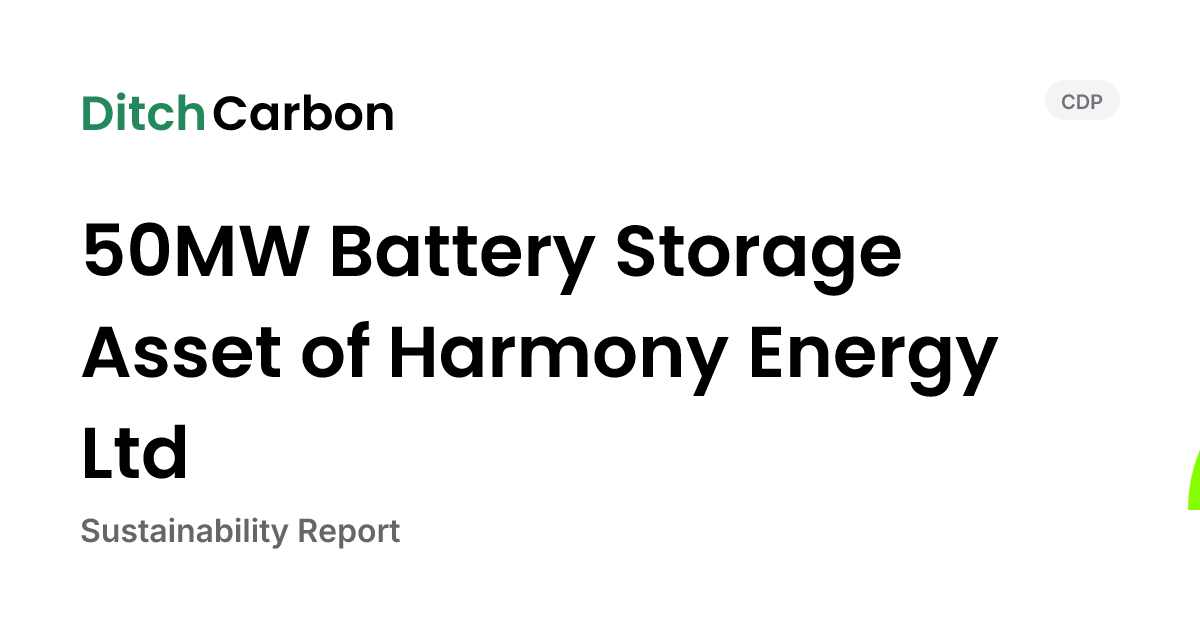 50MW Battery Storage Asset of Harmony Energy Ltd Sustainability Report ...