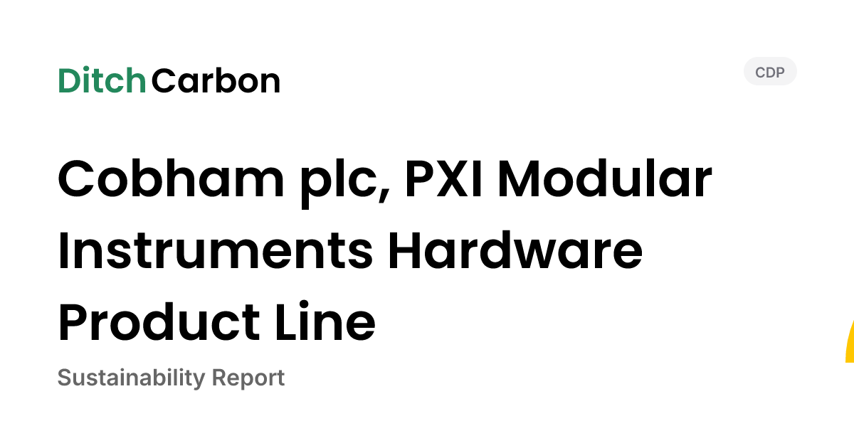 Cobham plc, PXI Modular Instruments Hardware Product Line Emissions ...