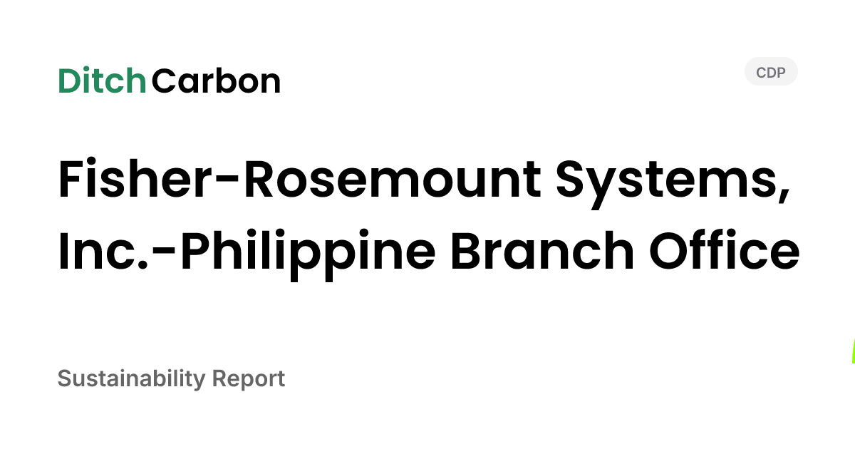 Fisher-Rosemount Systems, Inc.-Philippine Branch Office Emissions ...