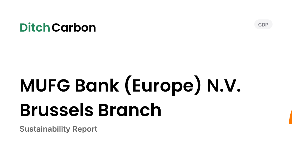MUFG Bank (Europe) N.V. Brussels Branch Emissions Breakdown & Climate ...