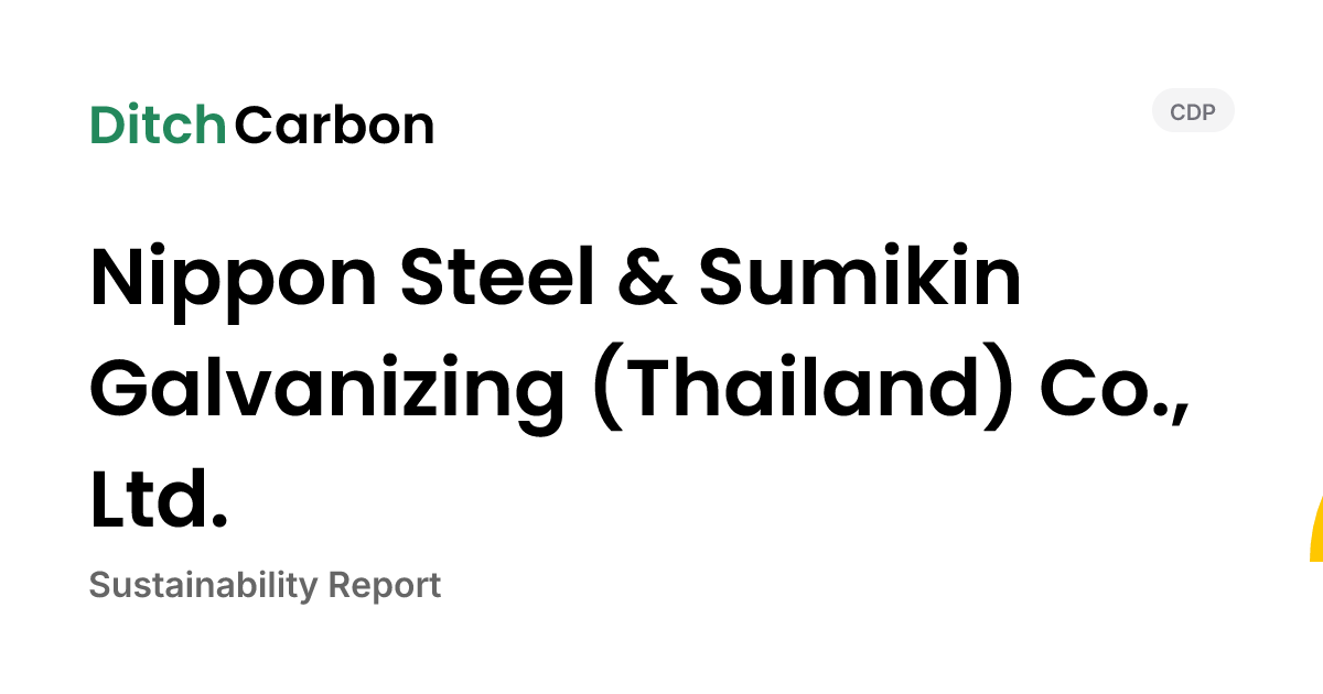 Nippon Steel & Sumikin Galvanizing (Thailand) Co., Ltd. Emissions ...