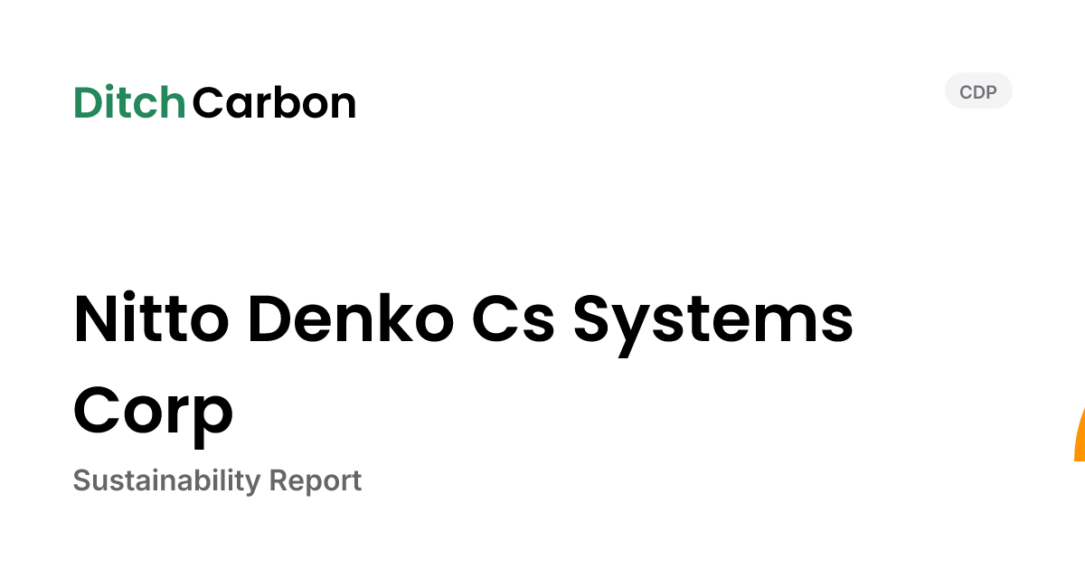 Nitto Denko Cs Systems Corp Sustainability Report | DitchCarbon