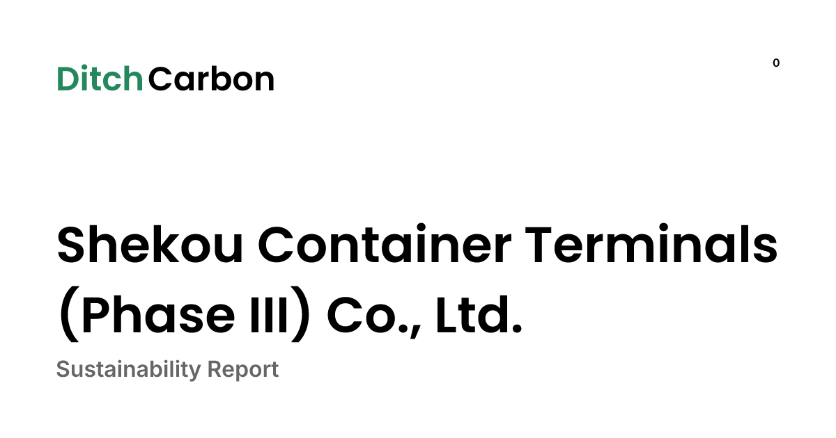 Shekou Container Terminals (Phase III) Co., Ltd. Emissions Breakdown ...